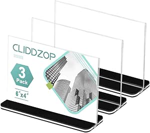 Amazon.com: CLIDDZOP 3 Pack Acrylic Sign Holder 6 x 4 Inch Clear ...