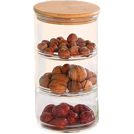 Amazon.com: MANO 3 Tier Decorative Round Glass Storage Jars with Lids ...