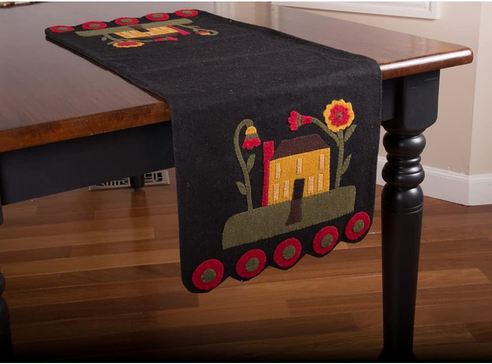 Amazon.com: Home Collections by Raghu Flowering Vine Black Table Runner ...