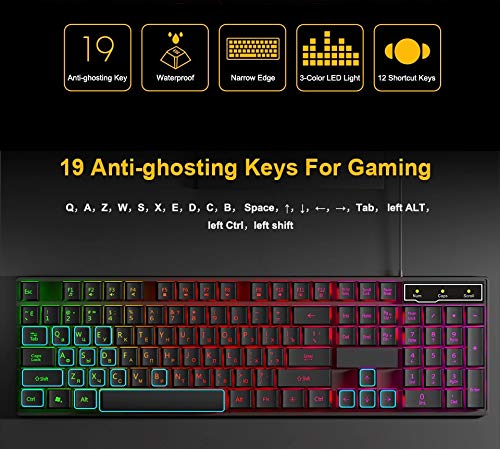 Amazon.com: Gaming Keyboard Wired Mechanical Keyboards RGB Backlit USB ...
