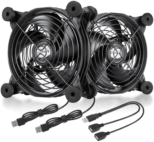 upHere USB Computer Fan Black,Dual 120mm Fan,Silent Fan for Computer ...