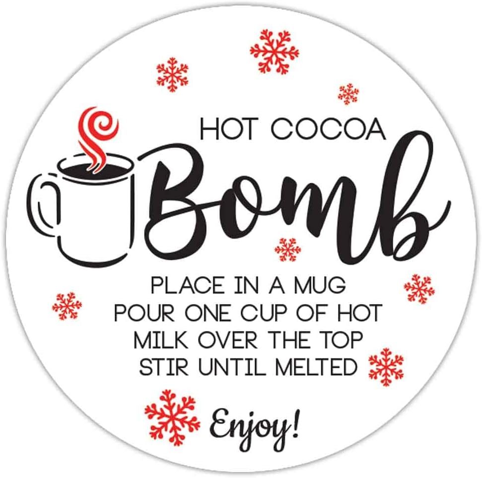 Amazon.com: 1.9 Inch Stickers Hot Cocoa Bomb Directions 60 Labels (Red ...