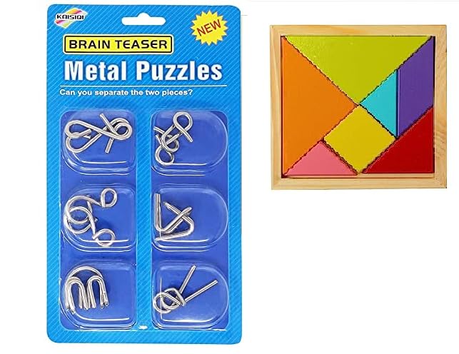 MFH Educational Metal Puzzle Game and Tangram Puzzle Combo Buy 1 GET 1 ...