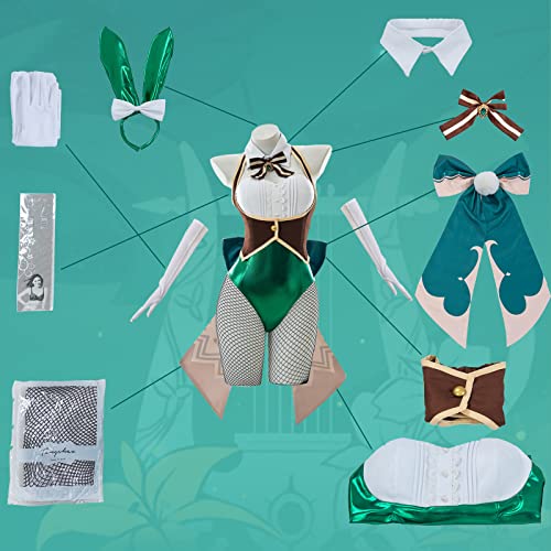 CR ROLECOS Venti Cosplay Genshin Bunny Girl Suit Venti Bodysuit Outfit ...