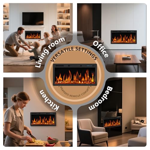 Pixelora Electric Fireplace Inserts Modernos - Wall Fireplace With App ...