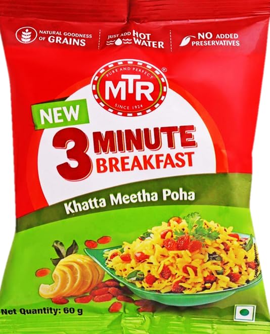 MTR 3 Minute Breakfast Khatta Meetha Poha Pouch 60g Unique : Amazon.in: Grocery & Gourmet Foods