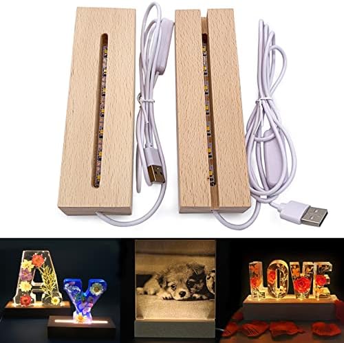 Amazon.com: Voaesdk 2Pcs Wood LED Lights Display Bases 6 Inch Rectangle ...