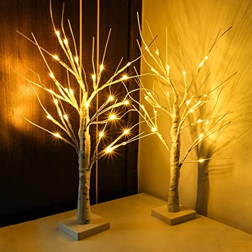 Amazon.com: Lighted Birch Tree, Set of 2 Birch Tree Lamp Battery ...