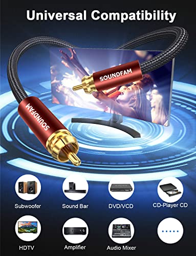 SOUNDFAM Subwoofer Cable 3M, RCA Audio Subwoofer Cable Digital Coaxial ...