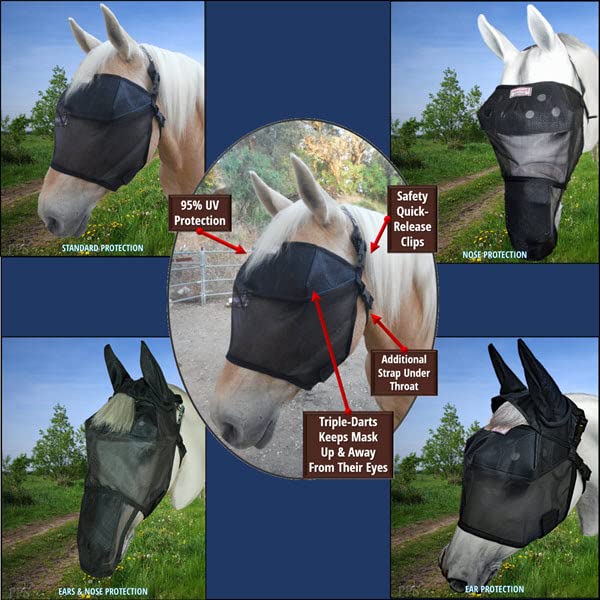 Buy EquiVizor 95% UV Eye Protection (XL) Standard Horse Fly Mask - Help ...