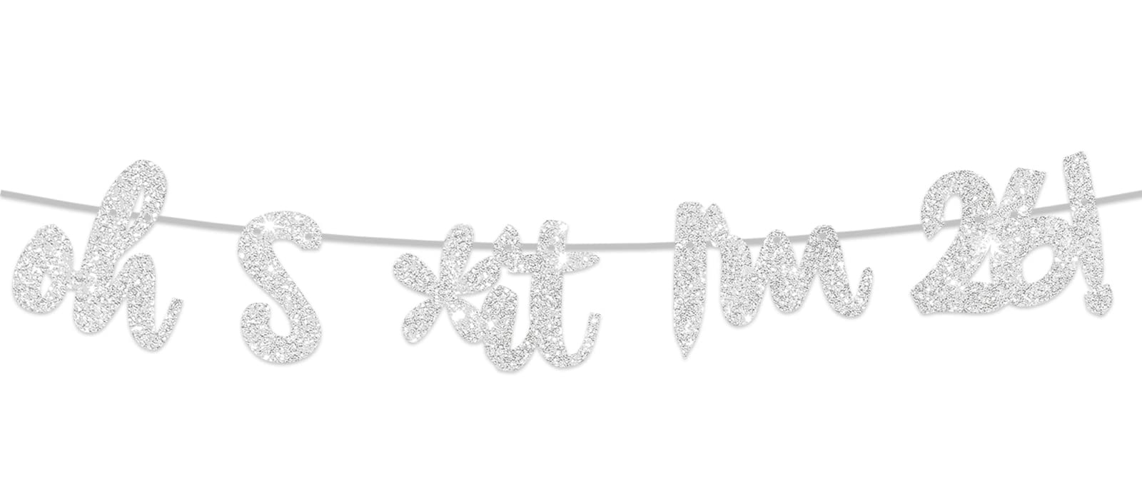 Amazon.com: Oh S*it I’m 26! Banner Backdrop Glitter Silver Hello 26 ...