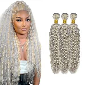 Amazon.com : PGrey/613 Bundles Gray Kinky Curly Human Hair Bundles 8a Unprocessed Brazilian ...