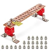 12" Heavy-Duty Copper Ground Bar Kit,Grounding Bus Bar,with 24 x 0.41 ...