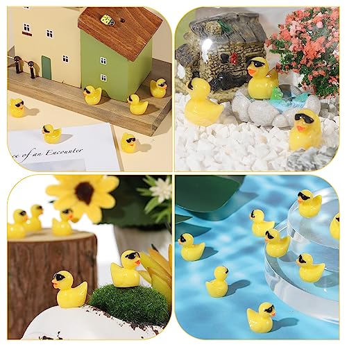 Heyu-Lotus 150 Pcs Mini Resin Ducks with Sunglasses,Yellow Realistic ...
