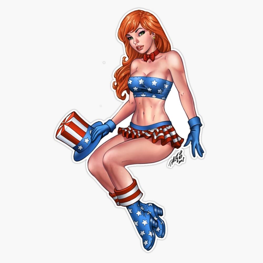 Sexy Redhead American Girl By Al Rio Sticker Vinyl Decal