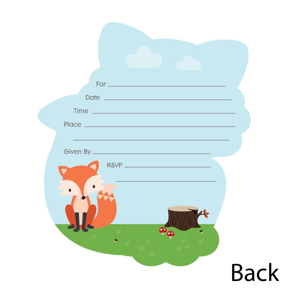 Fox Printable Invitations Editable Woodland Creatures Baby Shower