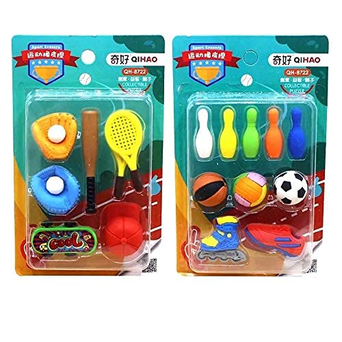SPOCCO | Pack of 2 | Sports Eraser for Kids | Cartoon Erasers Set ...