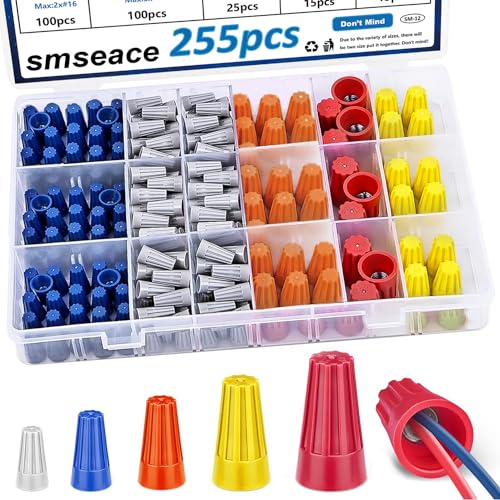 Snapklik.com : Smseace 255Pcs Wire Nuts Assortment Kit 22-10AWG Wire ...