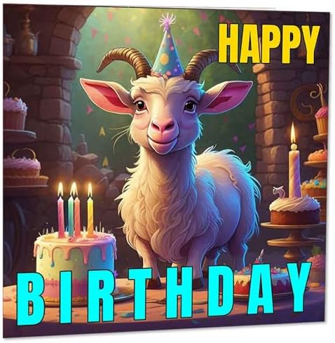 Goat Birthday Card Cute Goat Birthday Cards 145 x 145mm : Amazon.co.uk ...