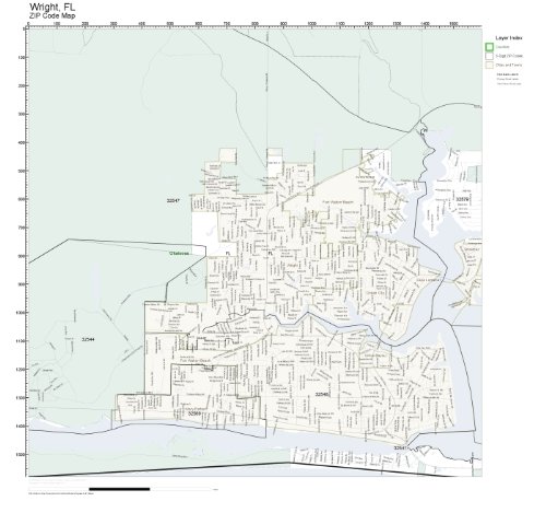 ZIP Code Wall Map of Wright, FL ZIP Code Map Not Laminated: Amazon.com ...