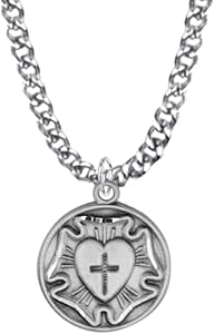 Amazon.com: True Faith Jewelry Sterling Silver Luther's Rose Lutheran ...