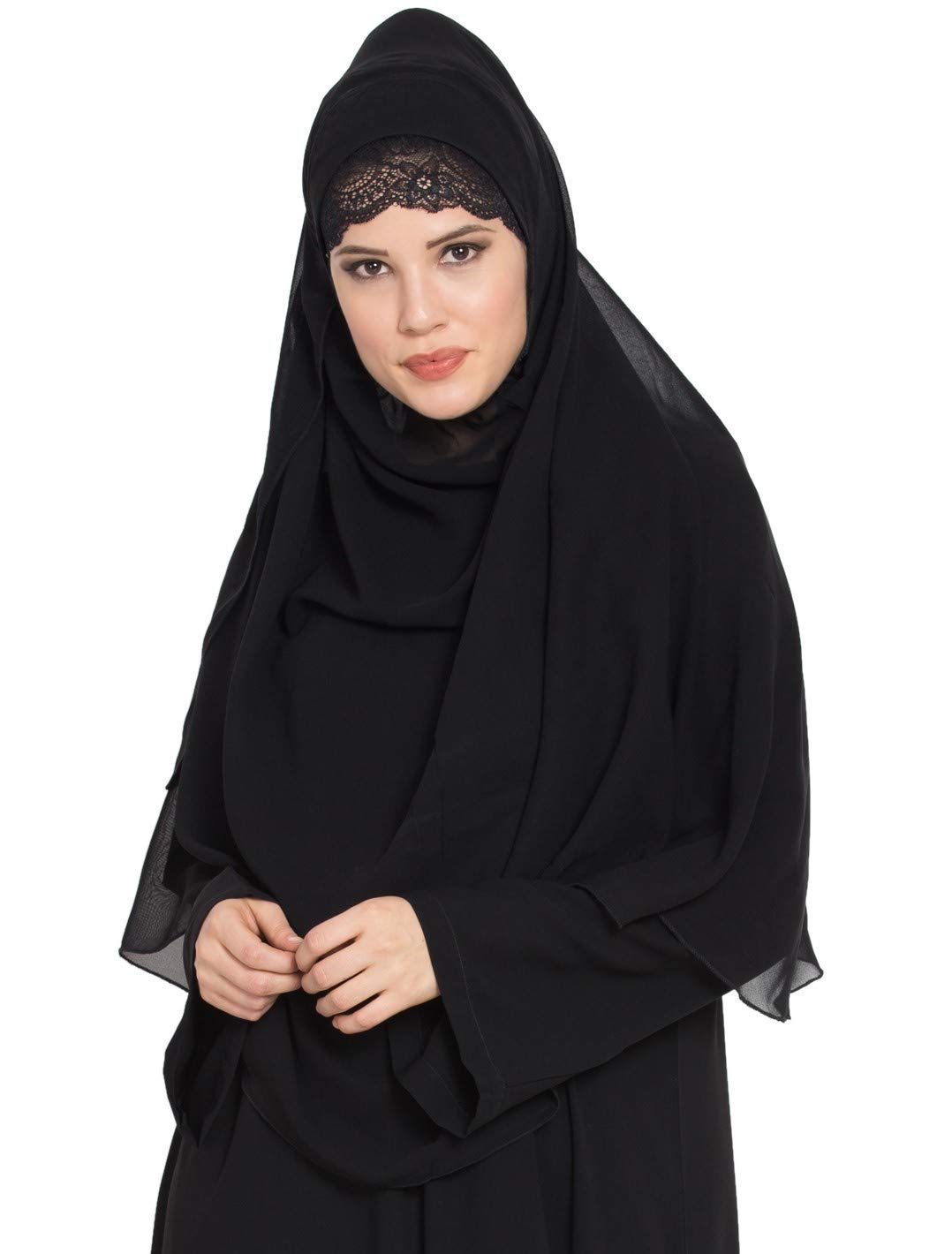 Mushkiya Ready To Wear Instant Hijabs Made In Georgette Black ...