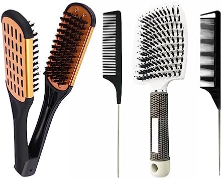 Amazon.com : Clamp Hair Brush, Detangling Brush & Styling Comb Set ...