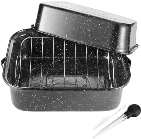 Amazon.com: JY COOKMENT Roasting Pan With Lid and Rack, 21' Rectangular ...