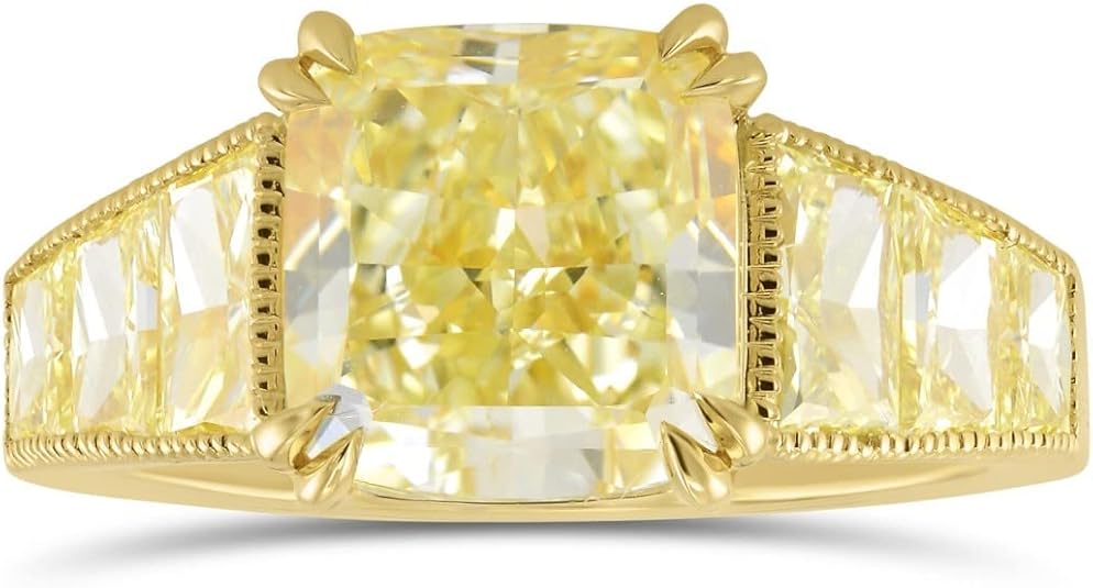 Amazon.com: Leibish & co 5.32Cts Yellow Diamond Engagement Side Stone ...