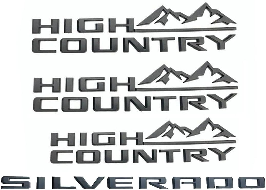 Amazon.com: Kit 4X 2019-2024 Silverado High Country Emblem Fender ...