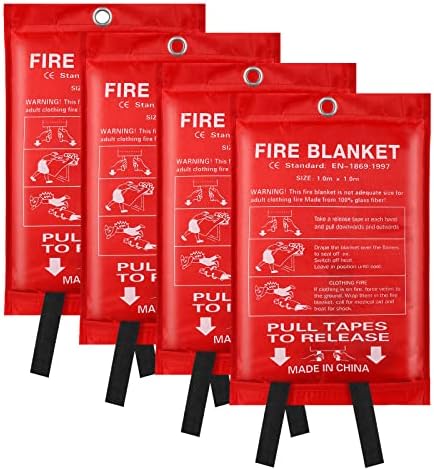 Amazon.com: Emergency Fire Blanket for Home and Kitchen - 4 Pack 3.3ft ...