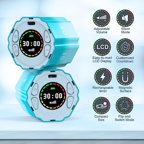 Uleway Rechargeable Timers for Kitchen, Visual Adjustable Magnetic ...