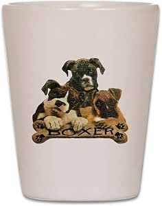 Amazon.com: Shot Glass White of Boxer Trio with Bone Name Plate : Home ...