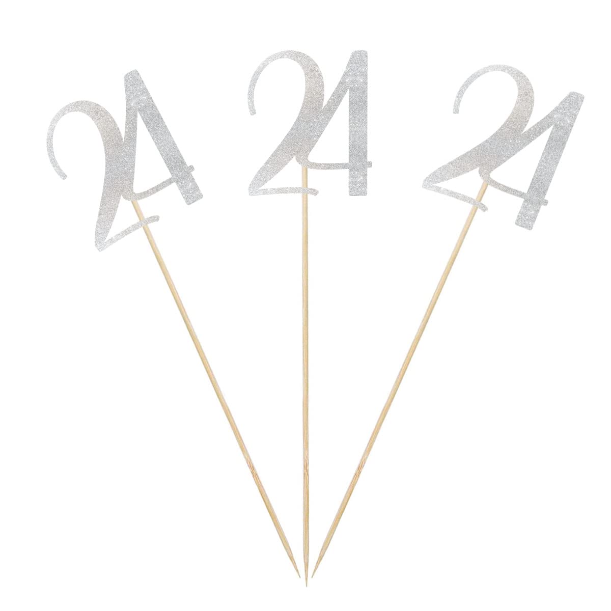 Amazon.com: Silver Glitter 24th Birthday Centerpiece Sticks, 12-Pack ...