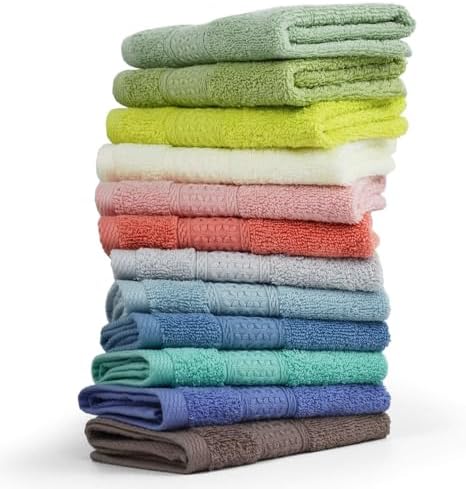 Amazon.com: Washcloths, 12 Pack, 100% Extra Soft Ring Spun Cotton Wash ...