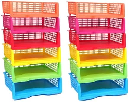 Amazon.com: 12 Pack Classroom Paper Storage Plastic Organizer Rainbow ...