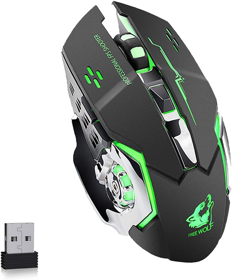 Free wolf X13 Mouse Inalámbrico Gamer, Ratón Inalámbrico Recargable Luz ...