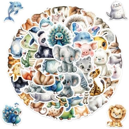 YZROHYI Pack of 100 Stickers Animals Children Stickers Animals Jungle ...