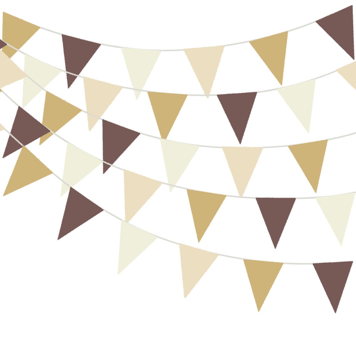 32 Meters 105ft Brown Party Pennant Banner Cream Ivory Beige Fabric ...