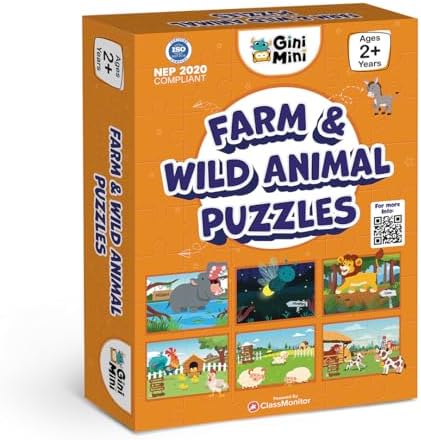 Buy GiniMini Farm & Wild Animals Puzzle for Kids 2 3 4 5 Years ...