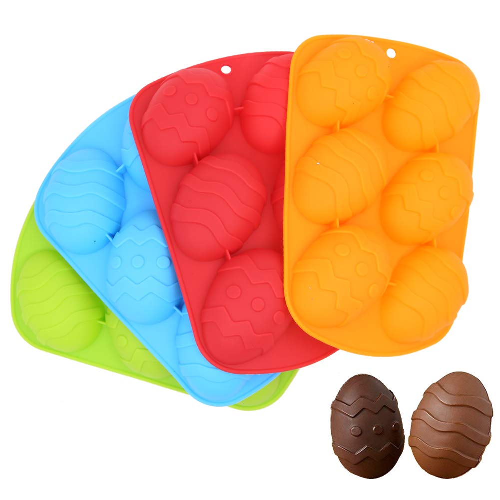 Amazon.com: Set of 4 Silicone 6-Cavity Easter Egg Shape Cake Baking ...