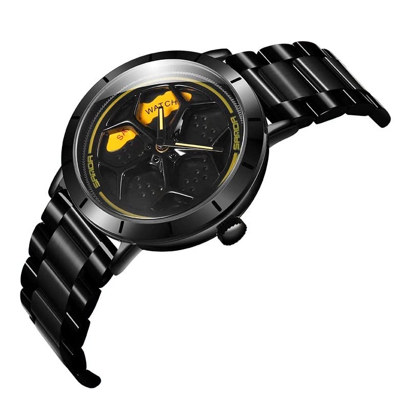 Buy Dyls Rotating Car Wheel Watch for Men Alloy Steel Watch with ...