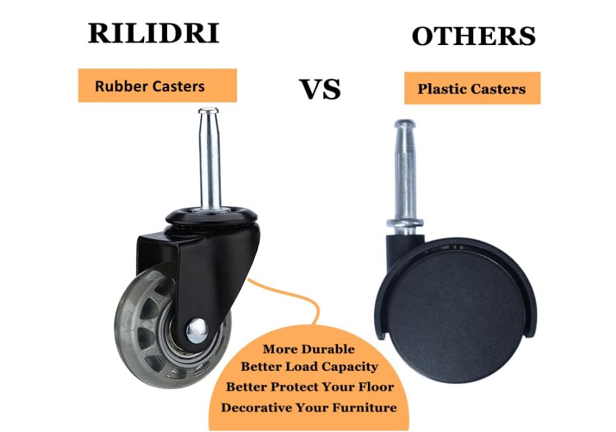 Snapklik.com : NERILEE 2" Rubber Caster Wheels, Casters Set Of 4 Black ...