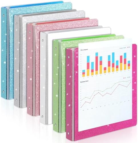 Amazon.com : Eersida 3 Rings Binder 6 Pack Glitter 1 Inch Binder Bright ...