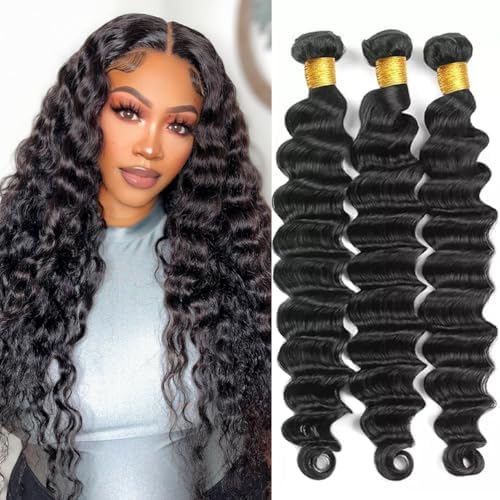 Amazon.com : Water Wave Bundles Human Hair 16 18 20 Inch Deep Wave ...