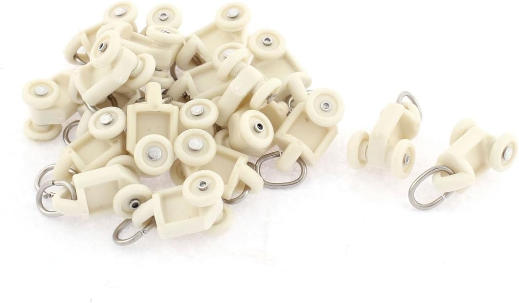 sourcing map 20pcs Glisseur Rail Rideaux Roulette Crochet Roue Rideaux ...