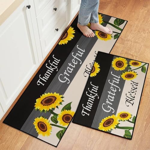 Amazon.com: Tinideya 3 Pcs Sunflower Kitchen Rug Set Sunflower Kitchen ...