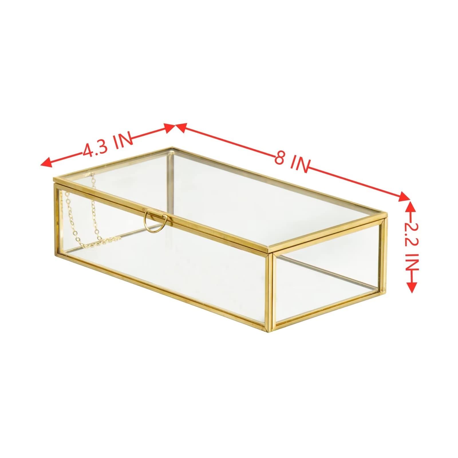 WHSLILR Vintage Glass Jewelry Box Keepsake Box with Hinged Lid, Great ...