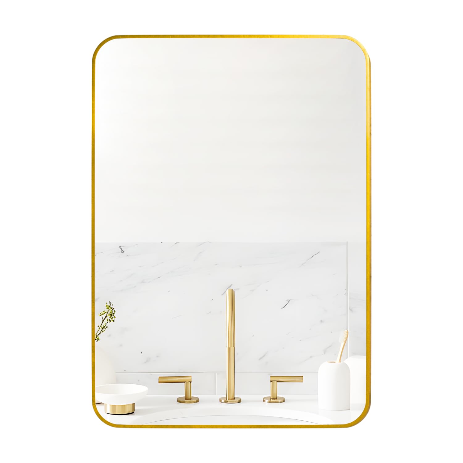 Amazon.com: Manocorro Wall Mirror Bathroom Mirror, 20 x 28 Inch Gold Rectangular Mirror with ...