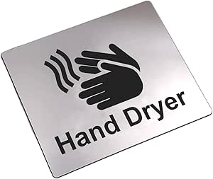 OriginDesigned Hand Dryer Sign ¦ Self Adhesive ¦ Thick 1.5mm (1/16 ...